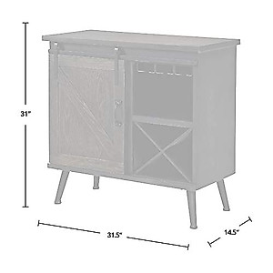 FirsTime & Co. Dark Brown Rogan Barn Door Bar Cabinet Storage with Sliding Door for Entryway, Dining Room or Kitchen, Wood, 31.5 x 14.5 x 31 inches