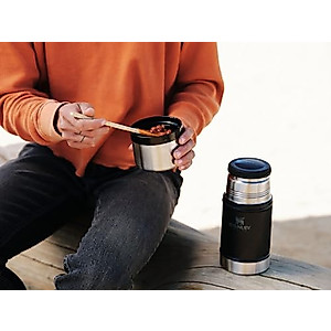 Stanley Classic Legendary Large Food Jar 24 oz | Vacuum Insulated Thermos Food Container | Wide Mouth Screw On Lid | Packable for Travel | Stainless Steel with Leakproof Lid | BPA-Free | Matte Black