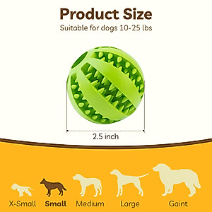 2.5'' Interactive Treat Dog Toys for Small Dogs, Dispensing Puzzle Toys for Puppy Teething, Dog Balls Dog Puzzle Toys for Slow Feeder, Boredom, Train, Indestructible Dog Toys for Aggressive Chewer