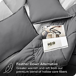 Bare Home Comforter Set - Twin Extra Long Size - Ultra-Soft - Goose Down Alternative - Premium 1800 Series - All Season Warmth (Twin/Twin XL, Grey)