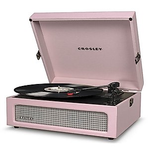 Crosley CR8017A-AM Voyager Vintage Portable Vinyl Record Player Turntable with Bluetooth Receiver and Built-in Speakers, Amethyst
