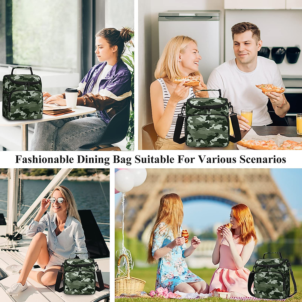 UYLIA Lunch Box for Men,Insulated Lunch Bag Women with Adjustable Shoulder Strap, Cooler Bag with Drinks Holder for Adult Work Picnic Beach Workout