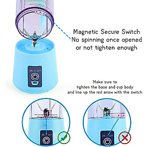 Generic Portable Blender, USB Rechargeable, 6 Blades, Blue