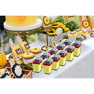 KETWOD 40 3OZ mini dessert cups+40 lids+40 spoons, 3-ounce transparent square dessert cups (40 dessert cups+40 lids+40 spoons)