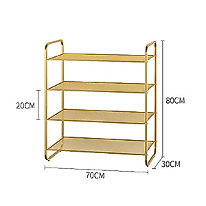QVIVI 4-Tier Shoe Rack, Heavy Duty Home Hallway Metal Shoe Shelf, Shoe Organiser Storage Rack for 12-16 Pairs of Shoes, Quick Assembly Gold
