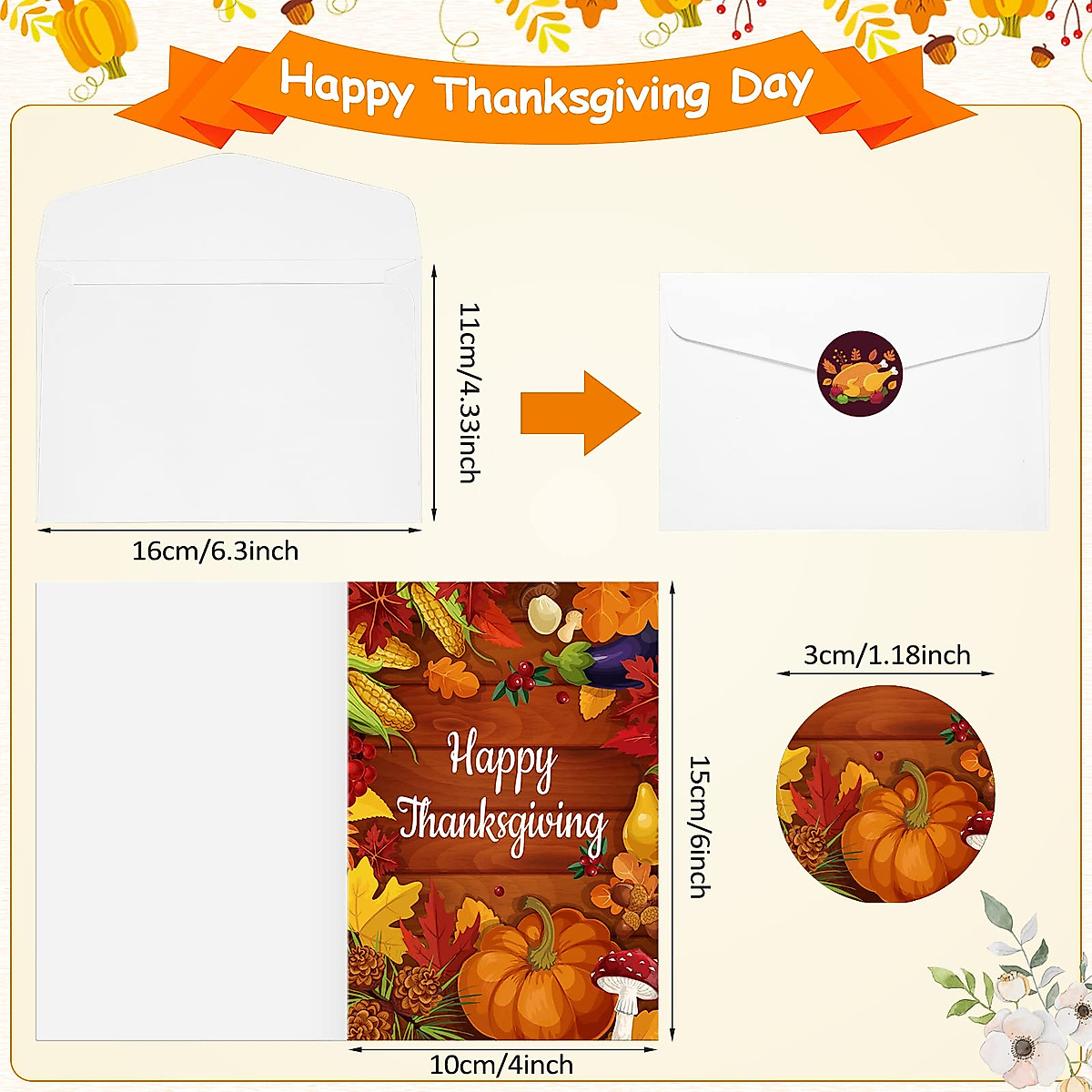 12 Sets Thanksgiving Cards with Envelopes Vintage Truck Pumpkins Turkey Cards 4x6 Inches for Thanksgiving Day Thank You Postcards for Family Teacher Fall Party Harvest Celebration Supplies, 12 Designs