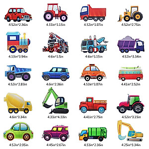 Cieovo 20 Set Non-Slip Bathtub Stickers, Transportation Vehicle Tractor Cars Trucks Excavator Decal Treads, Adhesive Safety Anti-Slip Appliques for Bath Tub and Shower Surfaces