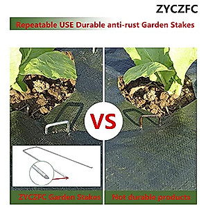 10 PCS 8 Inch Garden Stakes 4MM Diameter Heavy-Duty Landscape Staples with 10PCS Black Pad Rust Resistant U-Shaped Galvanized Garden Stakes for Installation of Turf Ground Plant Stakes