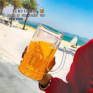 Uwariloy Plas-tic Beer Cup Mug, Creative Model Mugs Cups with Handles, Double Mezzanine Funny Fake Beer Mug for Indoor/Outdoor Use - 450ml