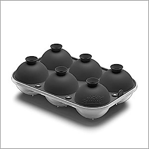 Samuelworld Large Ice Ball Maker with Lid, 6 x 2.5 Inch Ice Balls - Food Grade, Easy To Fill Round Silicone Ice Tray, Perfect Spheres Craft Ice Maker for Whiskey, Cocktails, Gifting - Grey