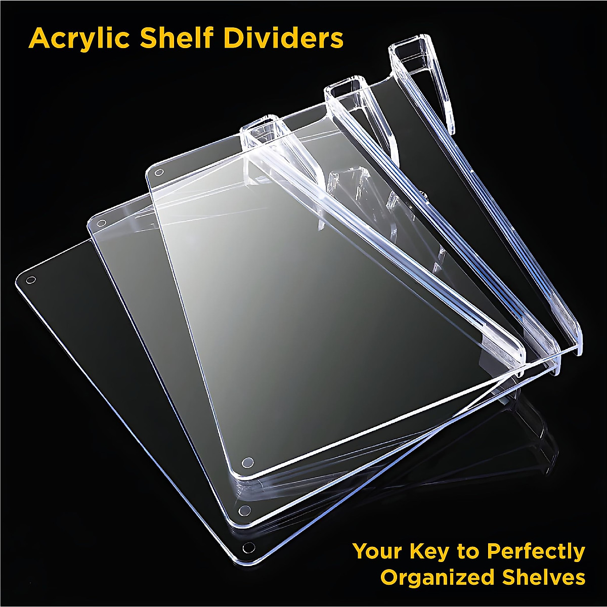 SC Shiza Care Clear Acrylic Shelf Dividers for Closet Organization,Plastic Shelve Divider, Clothes Dividers for Clothes Purses Separators in Bedroom, Kitchen and Office Shelves (4 Pack)