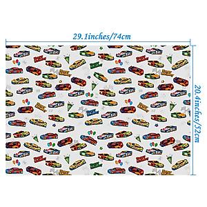 ZINTBIAL Race Car Wrapping Paper for Kids Birthday - Flames, Checkered Flags, Colorful Racing Cars and Happy Birthday Words Designs - 20 x 29 Inches, 8 Folded Sheets, Easy to Store…
