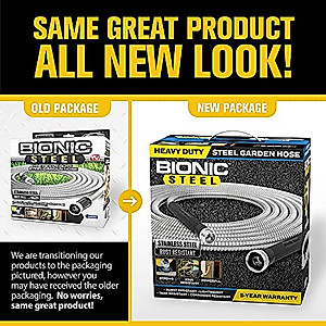 Bionic Steel 75 Foot Garden Hose 304 Stainless Steel Metal Hose – Super Tough & Flexible Water Hose, Lightweight, Crush Resistant Aluminum Fittings, Kink & Tangle Free, Rust Proof, Easy to Use & Store