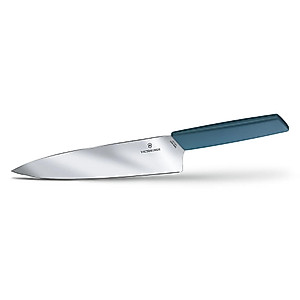 Victorinox Swiss Modern Chef's Knife - Kitchen Knife for Cutting Meat, Fruit & Vegetables - Premium Kitchen Accessories - Blue Handle, 8"