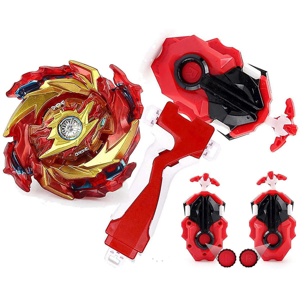 CombatGyro Bay Blades Toy Evolution Super King Booster B-174 Hyperion Burn Starter Set B-184 LR Launcher Grip Metal Fusion God Bey Battling Tops Burst Gaming Toy Gift for Boys Age 4-7 8-12+