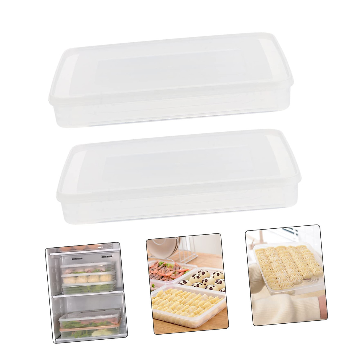 VINTORKY 2Pcs Refrigerator Dumpling Storage Box Sealing Holder for Freezing Dumplings Food Organizer Container for Deep Freezer with Lids