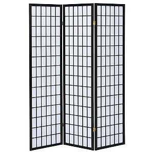 Carrie 3-Panel Folding Screen, Black and White