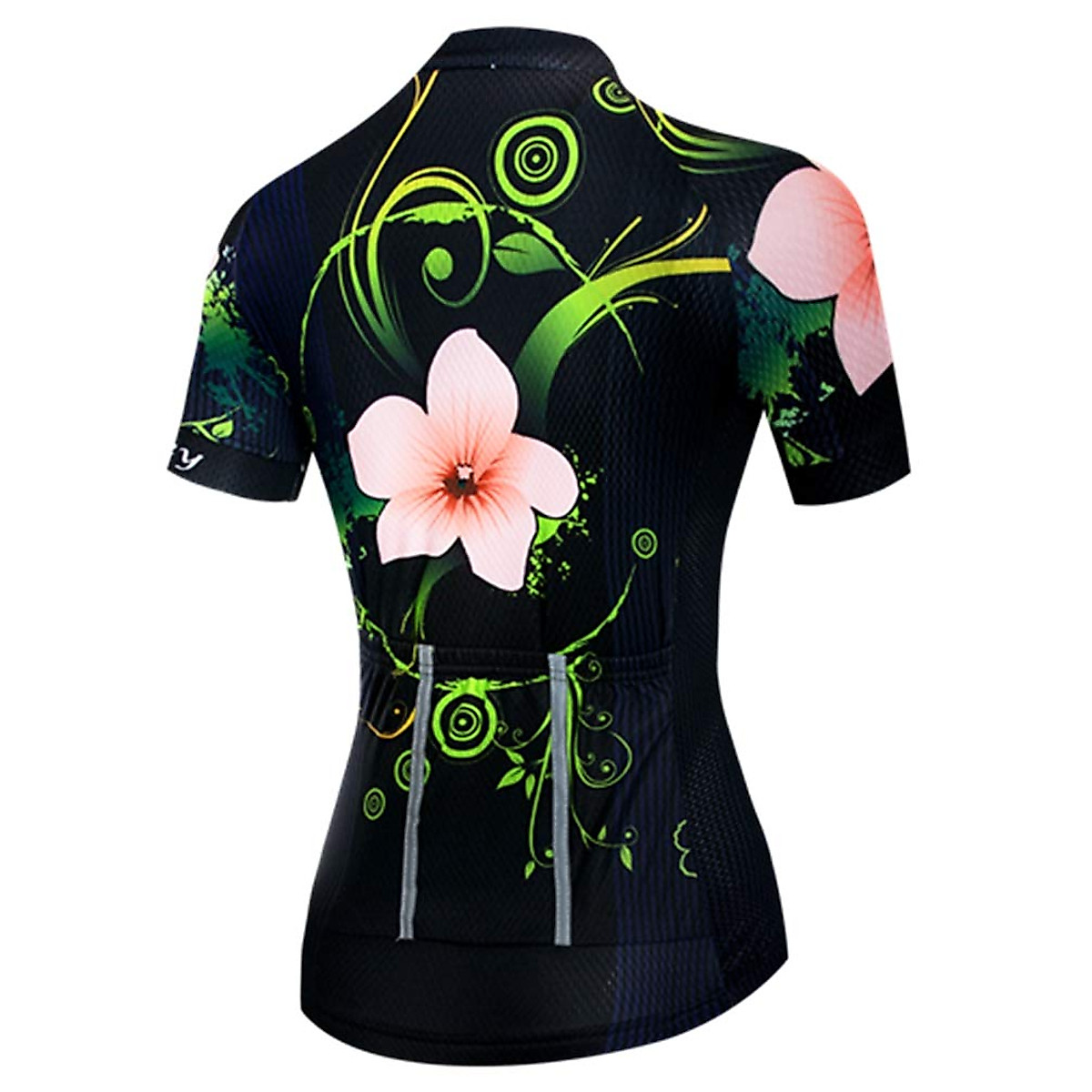 Women's Cycling Jersey Summer Bicycle Clothing Bike Shirt Jacket Flower Black S