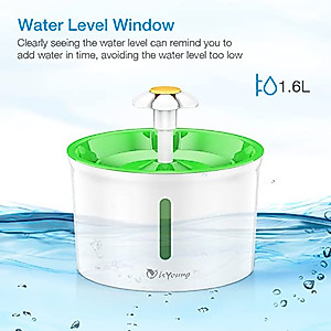 isYoung Cat Fountain 1.6L Automatic Pet Water Fountain Pet Water Dispenser, Dog/Cat Health Caring Fountain and Hygienic Dog Fountain