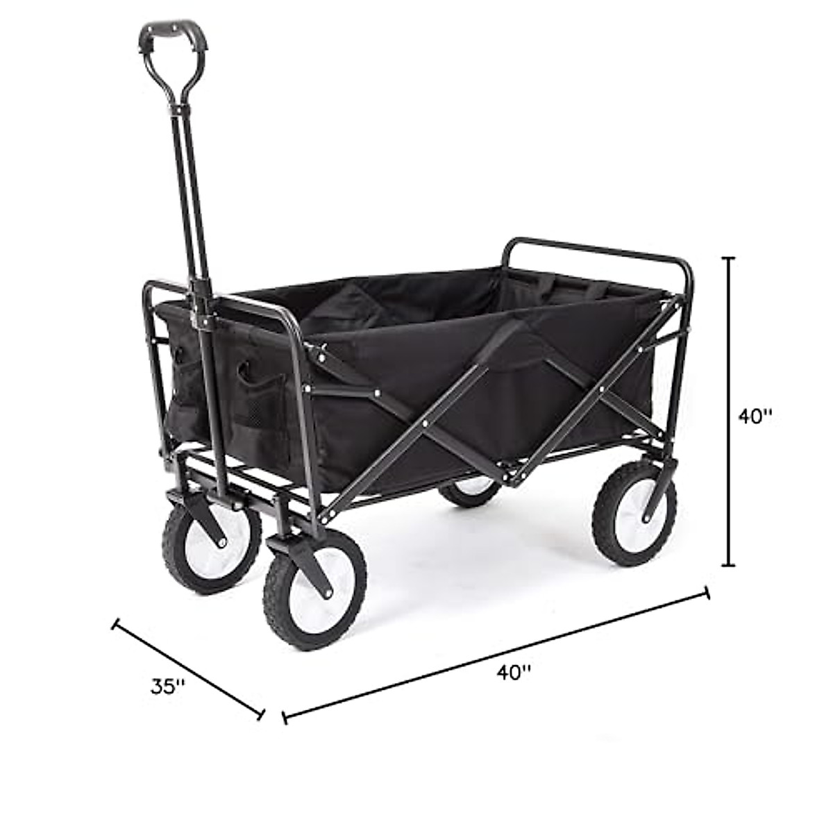 MacSports Collapsible Folding Outdoor Utility Wagon (Black) and Sport-Brella Versa-Brella SPF 50+ Adjustable Umbrella (Gray)