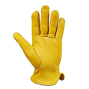 Saranac Hunter Premium Deerskin Gloves, Gold, X-Large - Unlined Full Grain Leather Work Gloves with Ergonomic Design, Reinforced Index Finger - Soft Leather Gloves - Premium Men’s Leather Goods