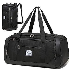 Laripwit Travel Duffle Bag for men 40L Medium Sports Gym Bag with Wet Pocket & Shoes Compartment Weekender Overnight Backpack for Traveling Duffel Bag Backpack for Women, Black