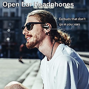 Open Ear Earbuds Sport Open Earbuds Wireless Bluetooth Earbuds with Earhooks 30Hrs Playtime with Charging Case and LED Power Display Sweat Resistant for Outdoor Sports, Running and Workouts, Black
