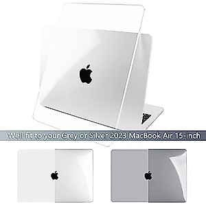 Batianda Compatible with New MacBook Air 15 inch Case 2024 M3 M2 Chip Model A3114/A2941, Hard Shell Case with Screen Protector TPU Keyboard Cover and OTG adapter, Crystal Clear
