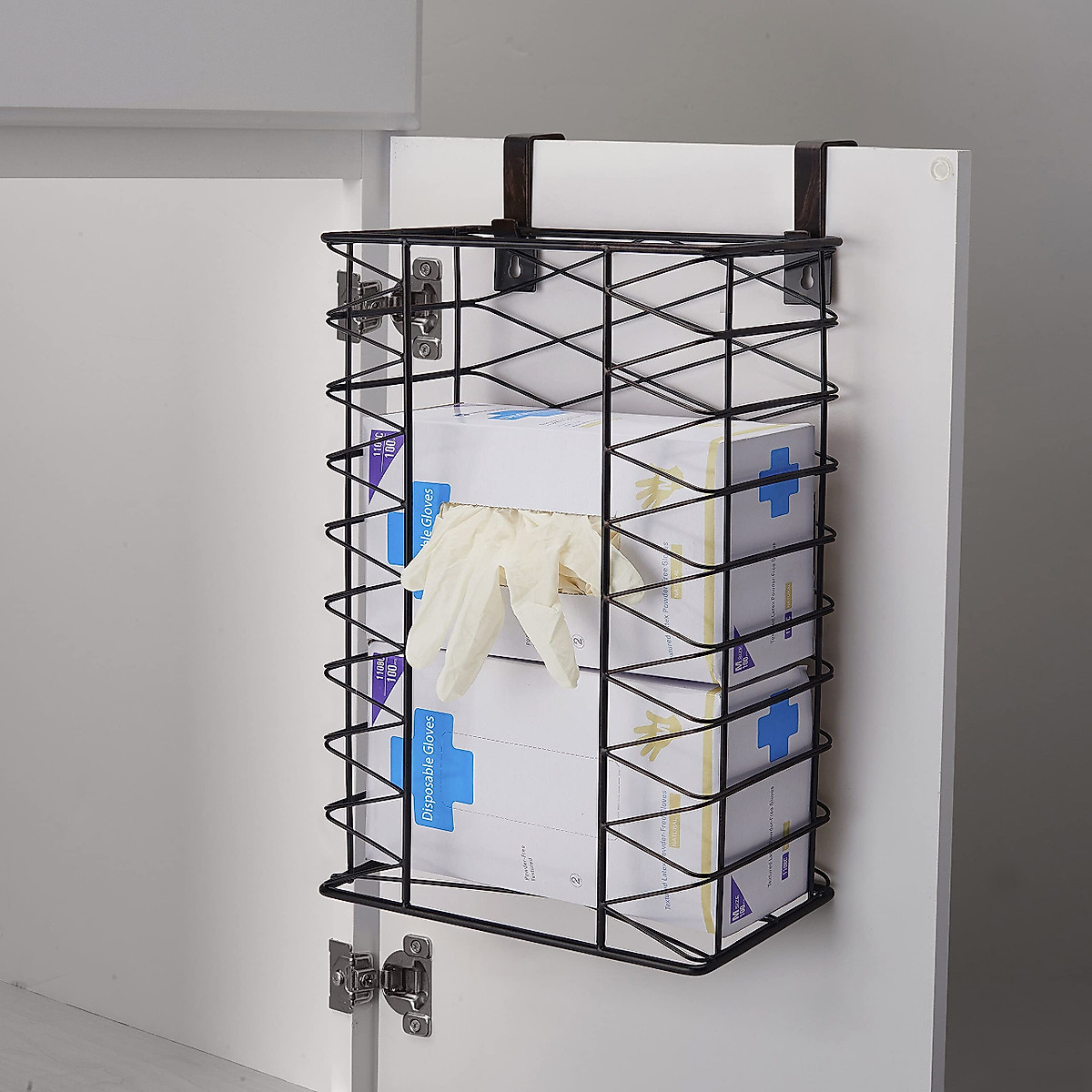 Gourmet Basics by Mikasa Garbage Bag Holder Garbage Bag Holder Basket with Removable Hooks, One size, Antique Black,5255362