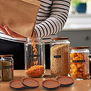 8 Pack Wide Mouth Mason Jar Lids Acacia Wood Mason Jar Lids with Silicone Seal Reusable Wooden Lids for Canning Jar Yogurt Cookie Dry Food Storage