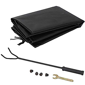 JupiterForce Durable Outdoor Fire Pit Backyard Patio Garden Stove Wood Burning Fireplace with Grid Cover Mesh Lid, Black