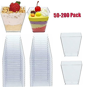 HAKIDZEL 50PCS mini appetizer cups clear cups for party square parfait appetizer cups square tumbler cups disposable snack bowl clear dessert cup mini plastic containers tableware ice cream