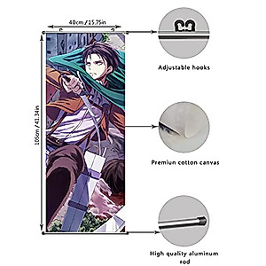 CosInStyle Anime Scroll Poster for Levi Ackermann - Fabric Prints 100 cm x 40 cm | Premium and Artistic Anime Theme Gift | Japanese Manga Hanging Wall Art Room Decor