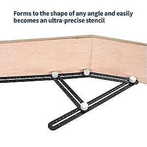 POWERTEC 80003 Universal Angle Template Tool - Easy to Use Metal Multi Angle Ruler - Ultra Precise - Easy One Hand Utility