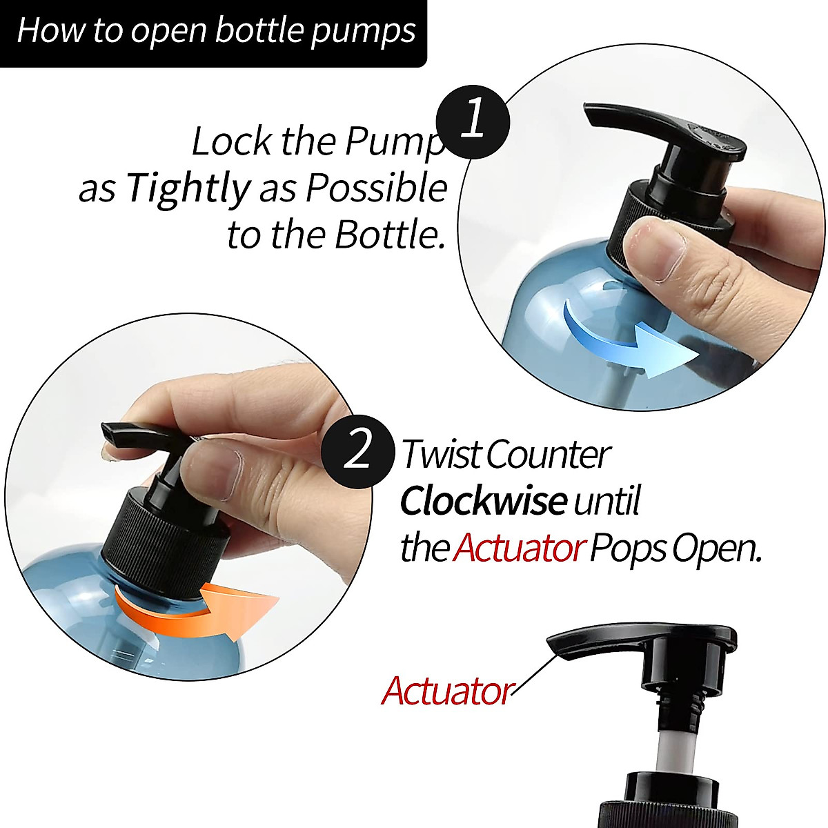 Empty Plastic Bottles with Pump Dispenser Blue Soap Dispenser Bottles, Refillable Travel Containers for Hand sanitizer Shampoo Lotion, etc. - No BPA/Paraben, 500ml/16.9oz(3Pack)