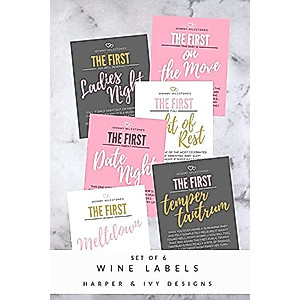 Mommy Milestone Wine Labels and Stickers, Great Baby Shower and Pregnancy Gift Ideas for Mom To Be, Funny Mom's First Moments After Having New Baby Girl or Boy – Set of 6 – By Harper & Ivy Designs