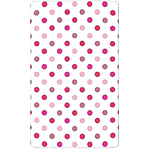 Polka Dots Themed Fitted Mini Crib Sheets,Portable Mini Crib Sheets Soft & Stretchy Fitted Crib Sheet-Baby Sheet for Boys Girls,24“ x38“,Baby Pink Fuchsia White