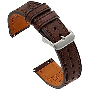 Benchmark Quick Release Leather Watch Band - Premium Italian Full Grain Leather Watch Straps for Men & Women (20mm, Dark Brown)