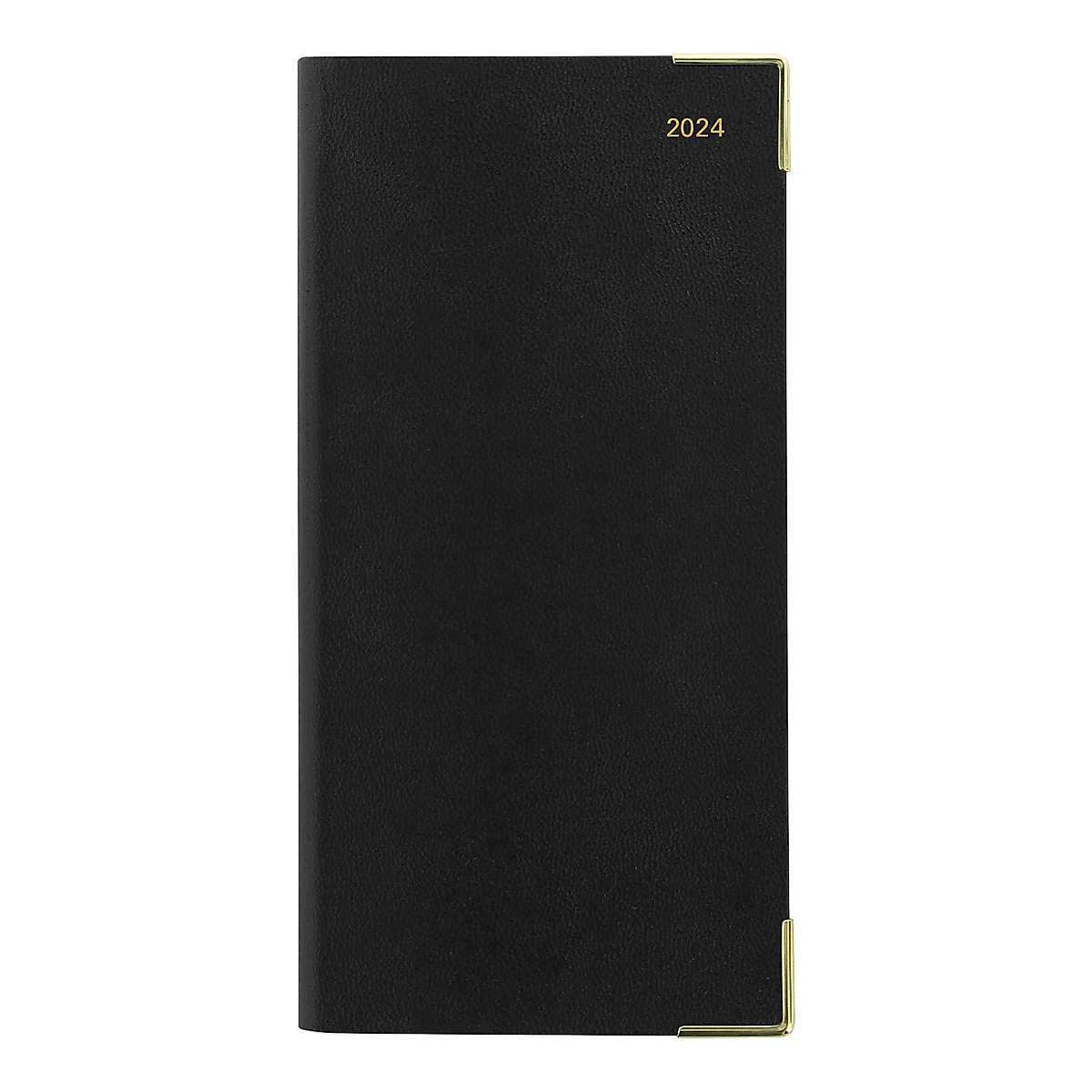 Letts of London Classic Monthly Planner, 13 Months, January 2024 to January 2025, Month-to-View, Horizontal, Gold Corners, Slim Size, 6.625" x 3.25", Black (C12SBK-24)