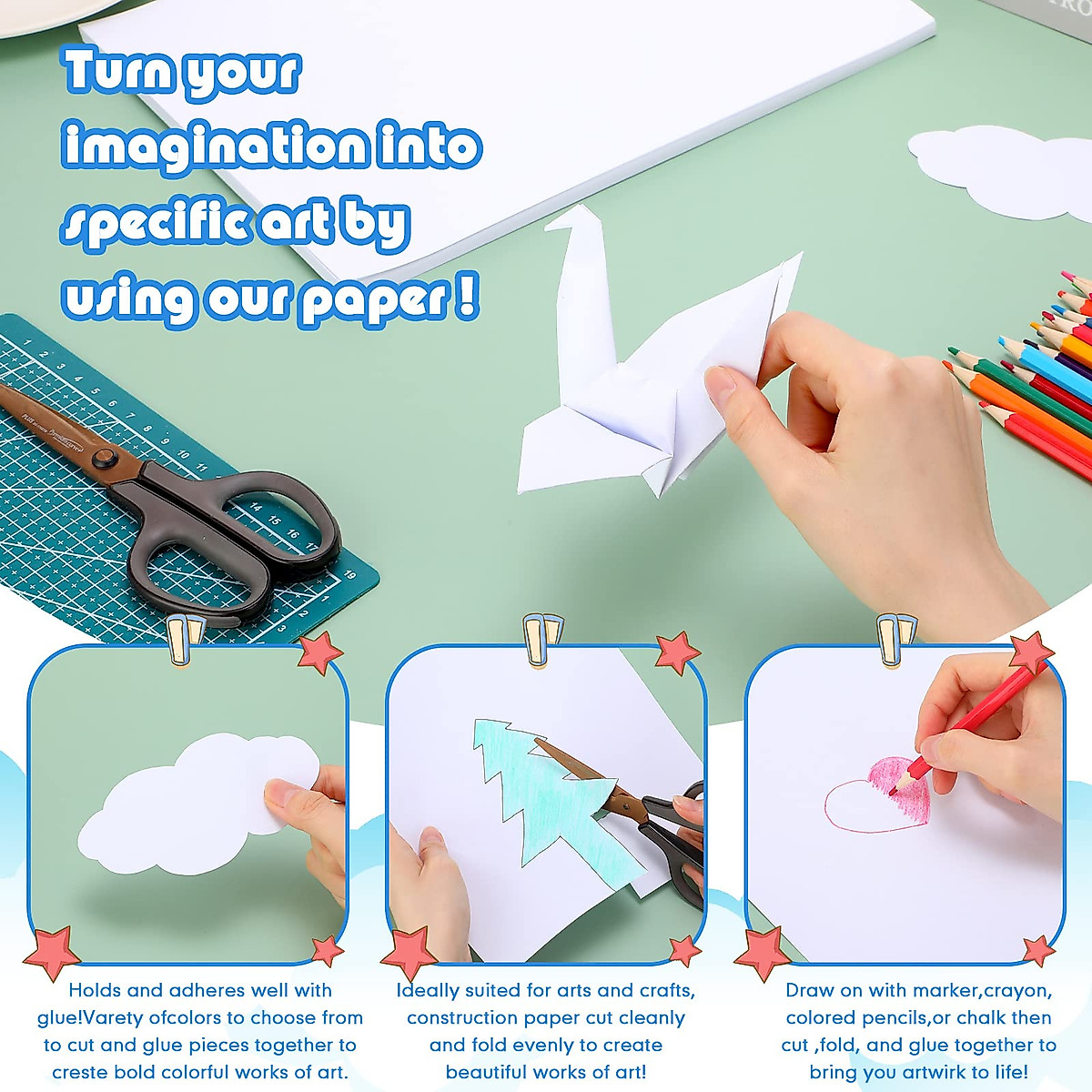 2500 Sheets Construction Paper 9" x 12" Construction Paper Classroom Construction Paper Bulk A4 Drawing Paper for Kids Drawing Art School Classroom Decoration Teacher Supplies (White)