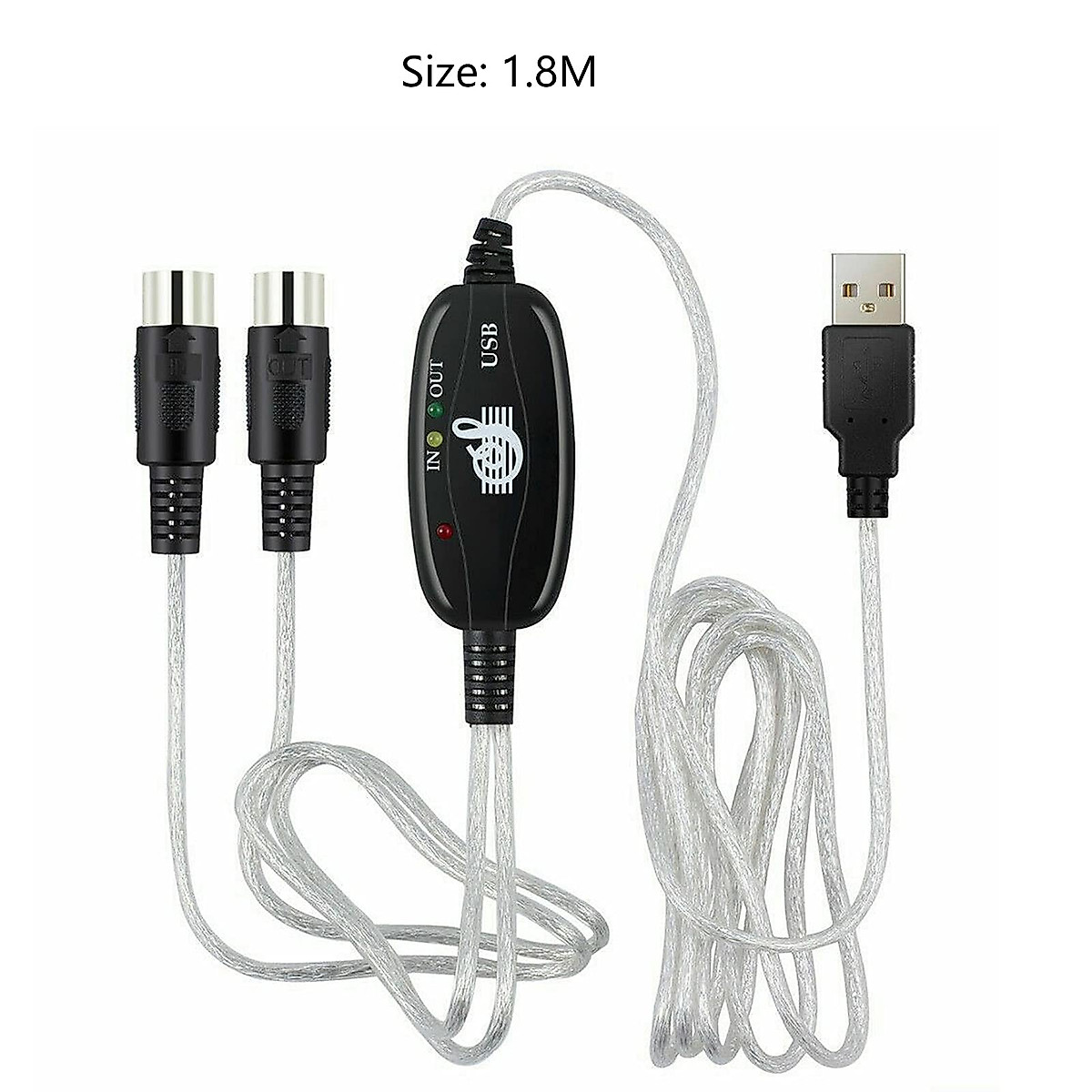WskLinft Converter Cable High Performance Professional USB in-Out MIDI Interface Cable Converter to PC Music Keyboard Adapter Cord for Desktop
