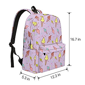 Ice Cream Fashion Backpack Casual 17 Inch Bookbag,Cute Lightweight Daypack Laptop Backpack for Teen/Boys/Girls