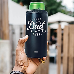 SANDJEST 4-in-1 Best Dad Ever Tumbler Gifts for Dad from Daughter Son - 12oz Dad Can Cooler Tumblers Travel Mug Cup - Stainless Steel Insulated Cans Coozie Christmas, Birthday, Father's Day Gift