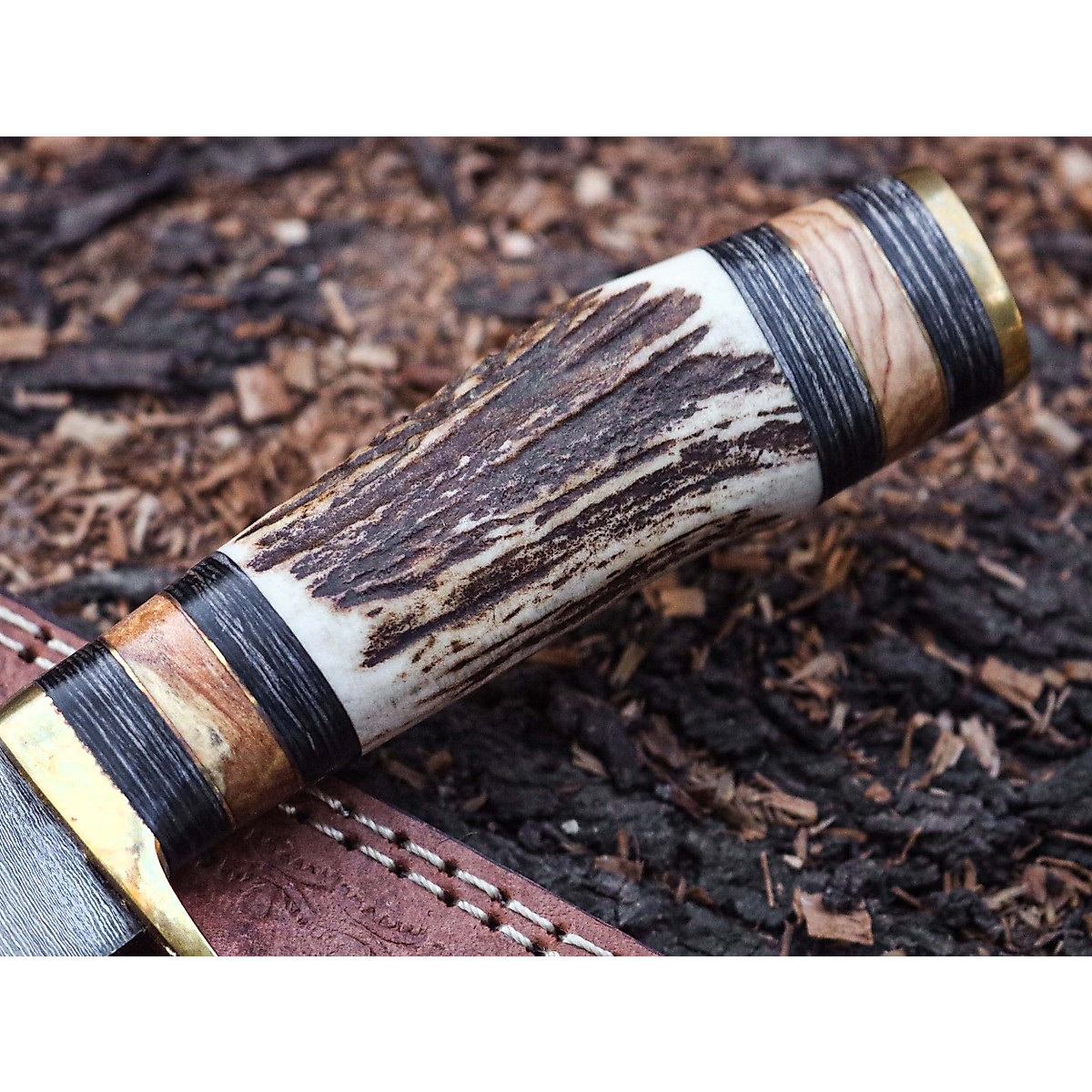 Custom Handmade Hunting Knife gut hook Skinner Fixed Blade Knife Damascus Steel 10'' Overall With Sheath