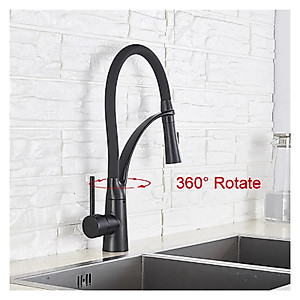 Rubber Kitchen Sink 360 Degree Swivel Pull-Down Sprayer hot and Cold Water Mixing Faucet (Color : Chrome)