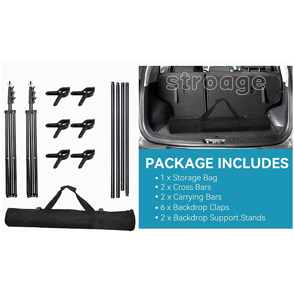 8.5 X 10FT/2.6 X 3M Background Stand Support System Kit with Carrying Case for Clamps and Canvas,for Photo Video Shooting