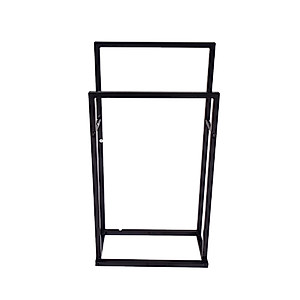 HAHRIR 2-Tier Metal Towel Rack Modern Freestanding Black Towel Rack, Bathroom Metal Storage Towel Rack, Black