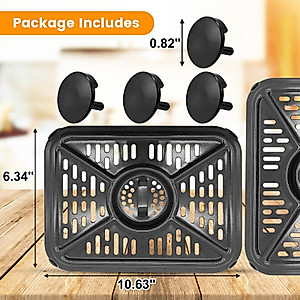 2 Pieces Air Fryer Grill Pan for Ninja Foodi DZ550 DualZone Air Fryers, Replacement Air Fryer Crisper Plate Grill Plate Tray Accessories with Rubber Bumpers, Dishwasher Safe