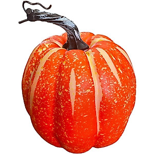 Lifelike Harvest Pumpkin Foam Pumpkin Figurine Artificial Pumpkin Ornament Thanksgiving Fake Pumpkins for Halloween Thanksgiving Home Decor - Orange