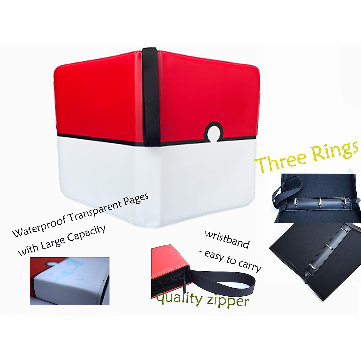 Binder for Pokemon Card Binder of 400 Card Collection/4 Pocket Card Binder/Trading Card Binder/Card Album with Zipper, 50 Sheets